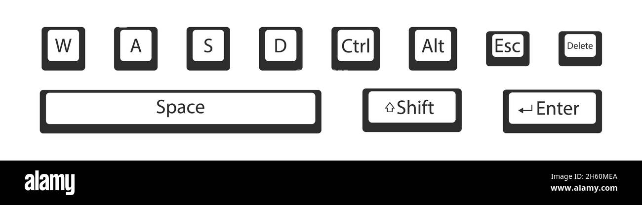 Computer action key symbol vector set, keys from pc keyboard flat icon button collection Stock ...