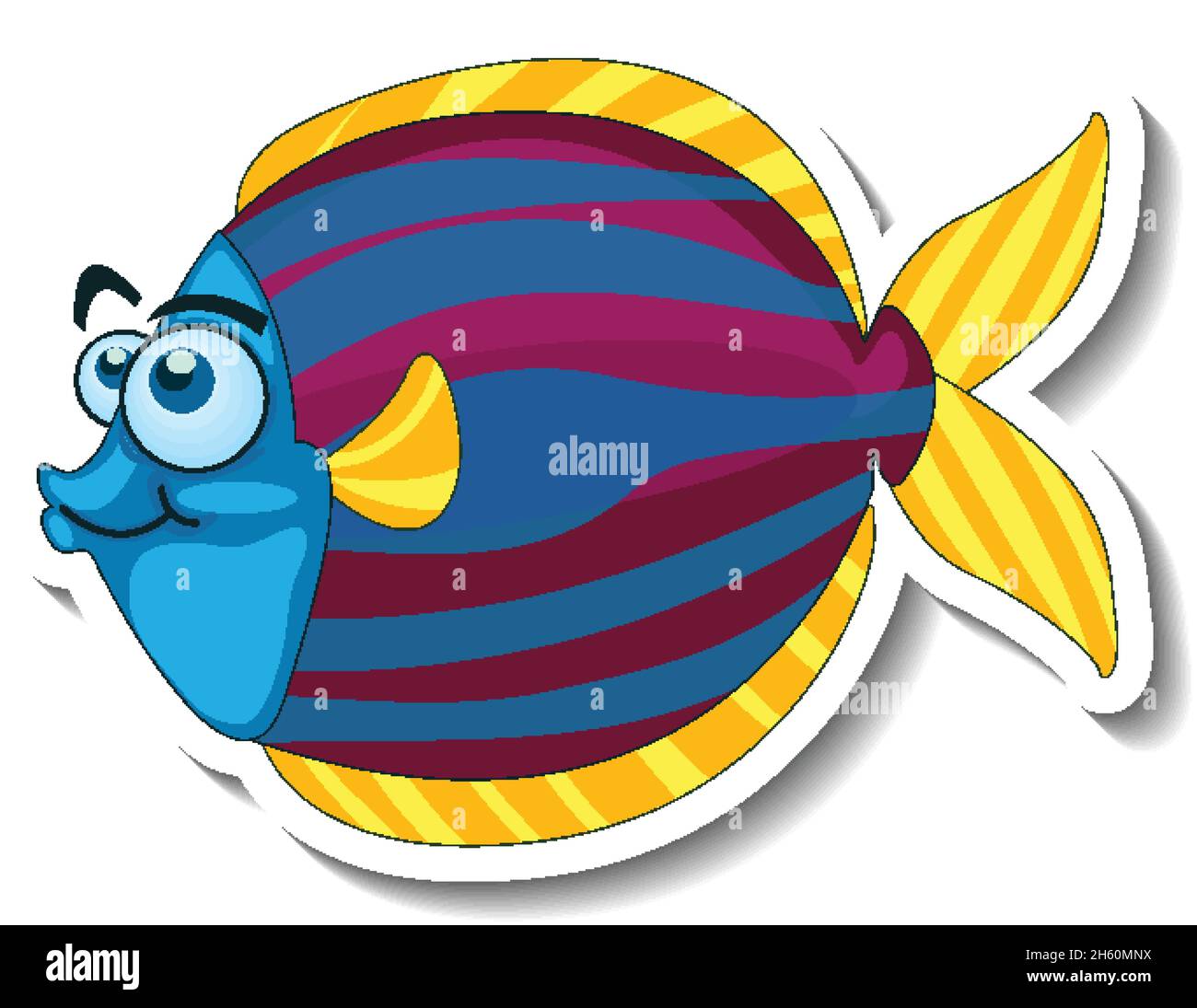 Cute fish sea animal cartoon sticker illustration Stock Vector Image ...