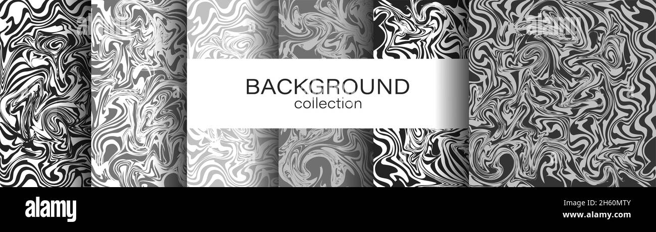 Distorted warp lines vector curve line texture background set, flat ...