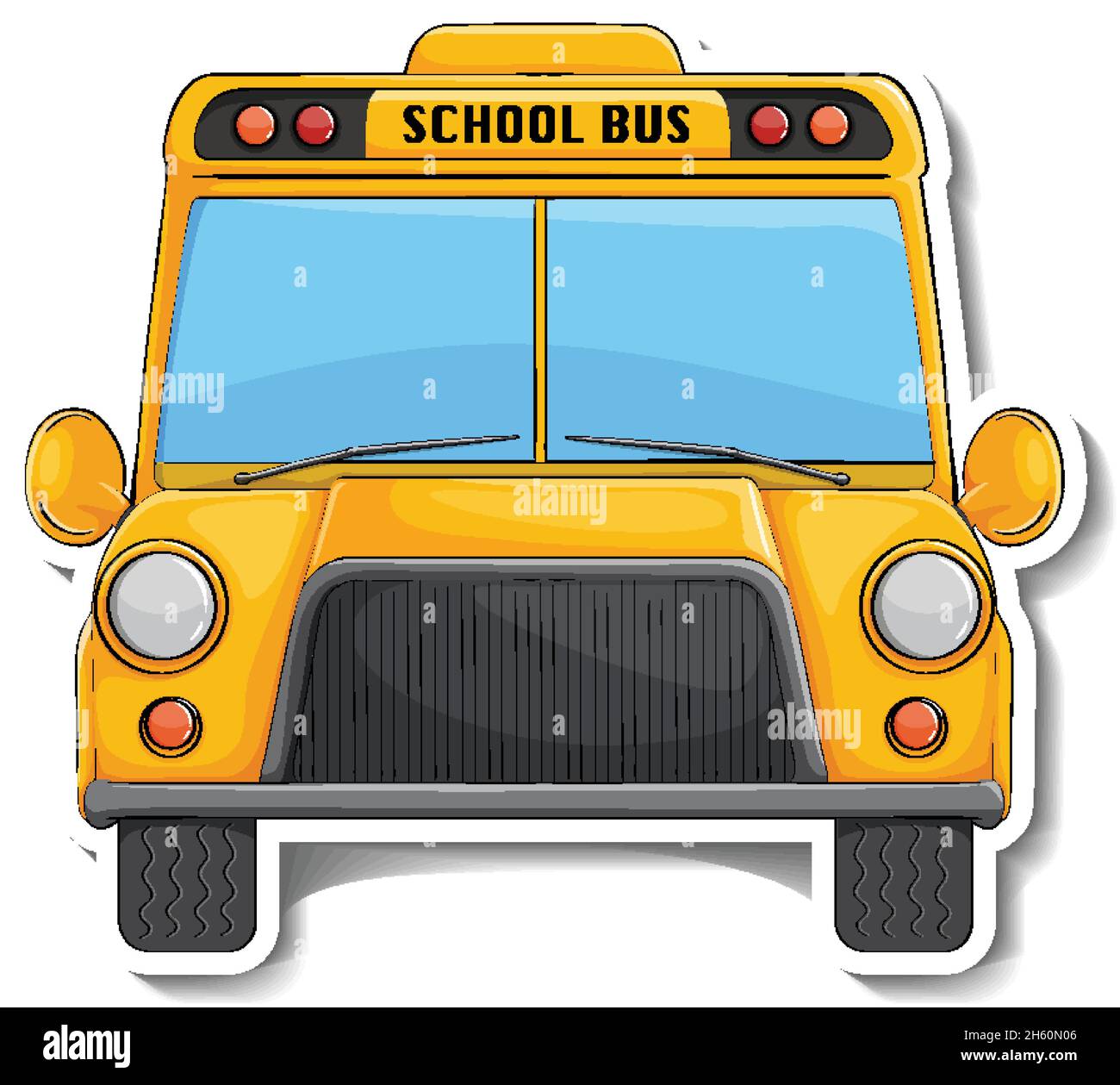 School bus cartoon sticker on white background illustration Stock ...