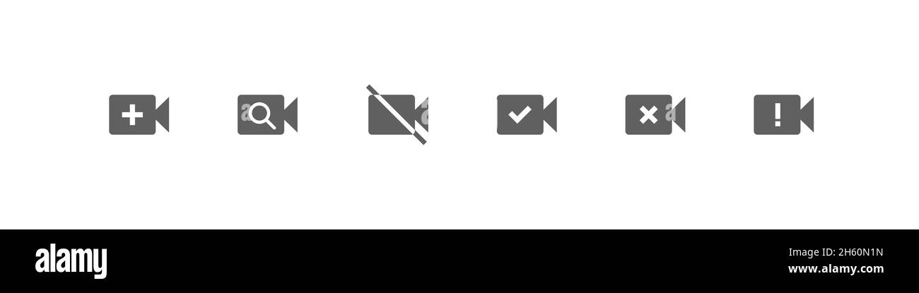 Video social media icon button set in camera shape, broadcast ...
