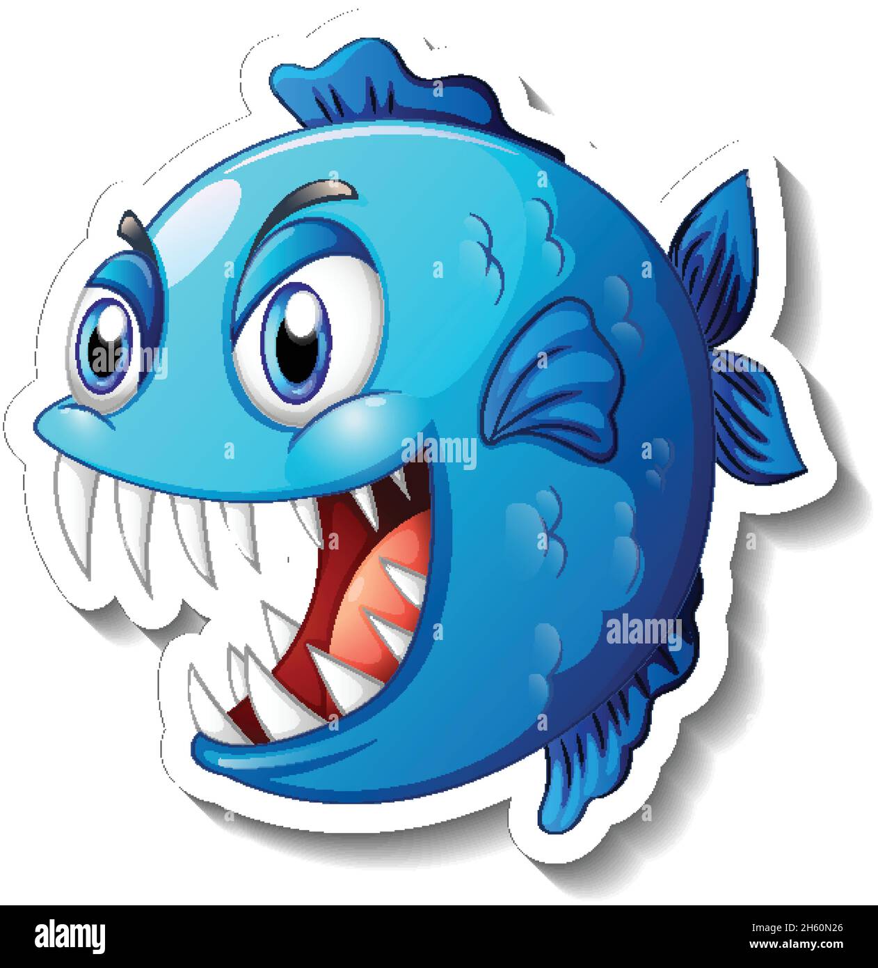 Angry piranha fish cartoon sticker illustration Stock Vector Image ...