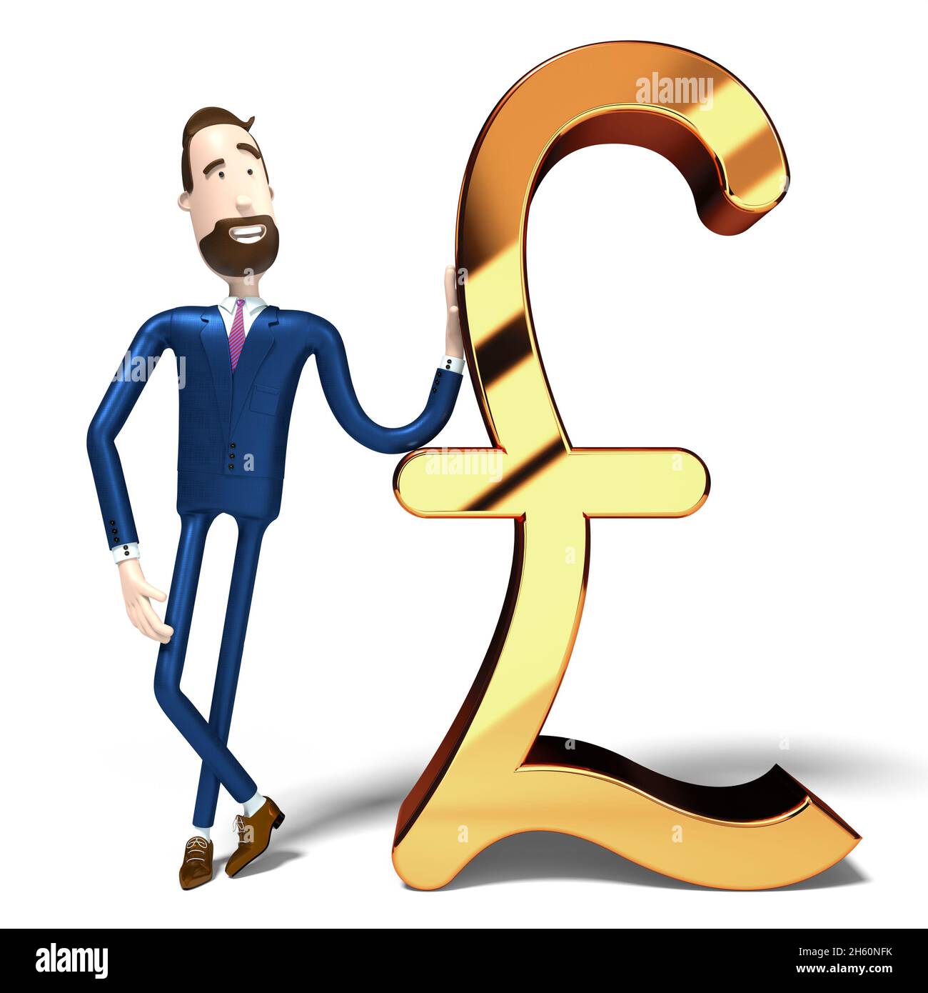 Handsome cartoon businessman and pound sign - 3D illustration Stock ...