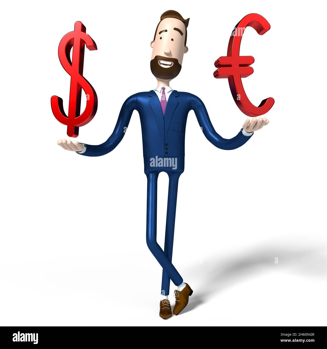 Cartoon businessman, dollar and euro comparison concept - 3D ... Cartoon businessman, dollar and euro comparison concept - 3D ...