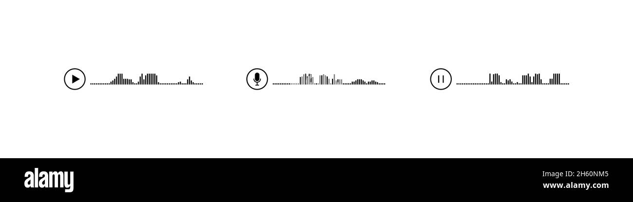 Voice audio message vector smartphone app interface design, flat wave ...