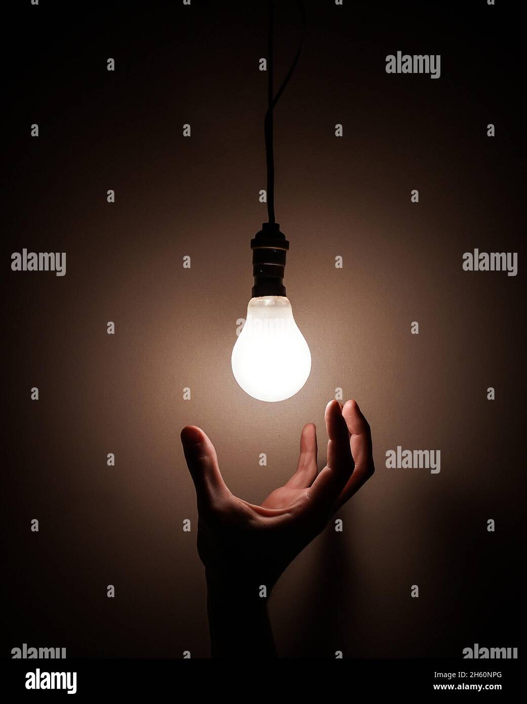 a person holding a light bulb in their hand (Idea bulb Stock Photo - Alamy