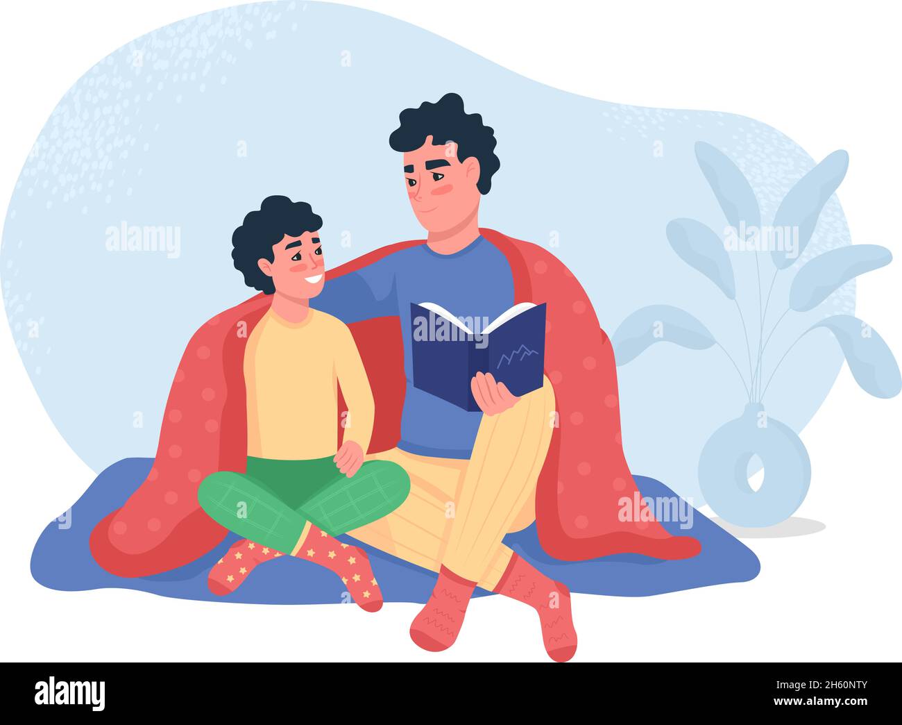 Family reading 2D vector isolated illustration Stock Vector Image & Art ...