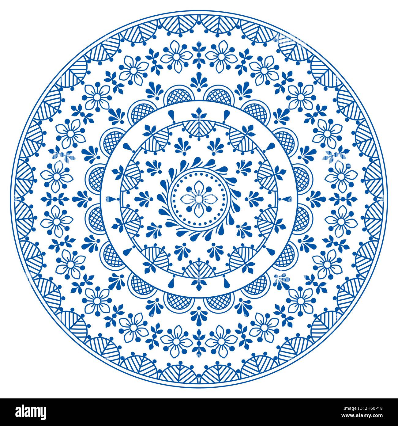 Scandinavian floral mandala vector embroidery folk art style - perfect ...