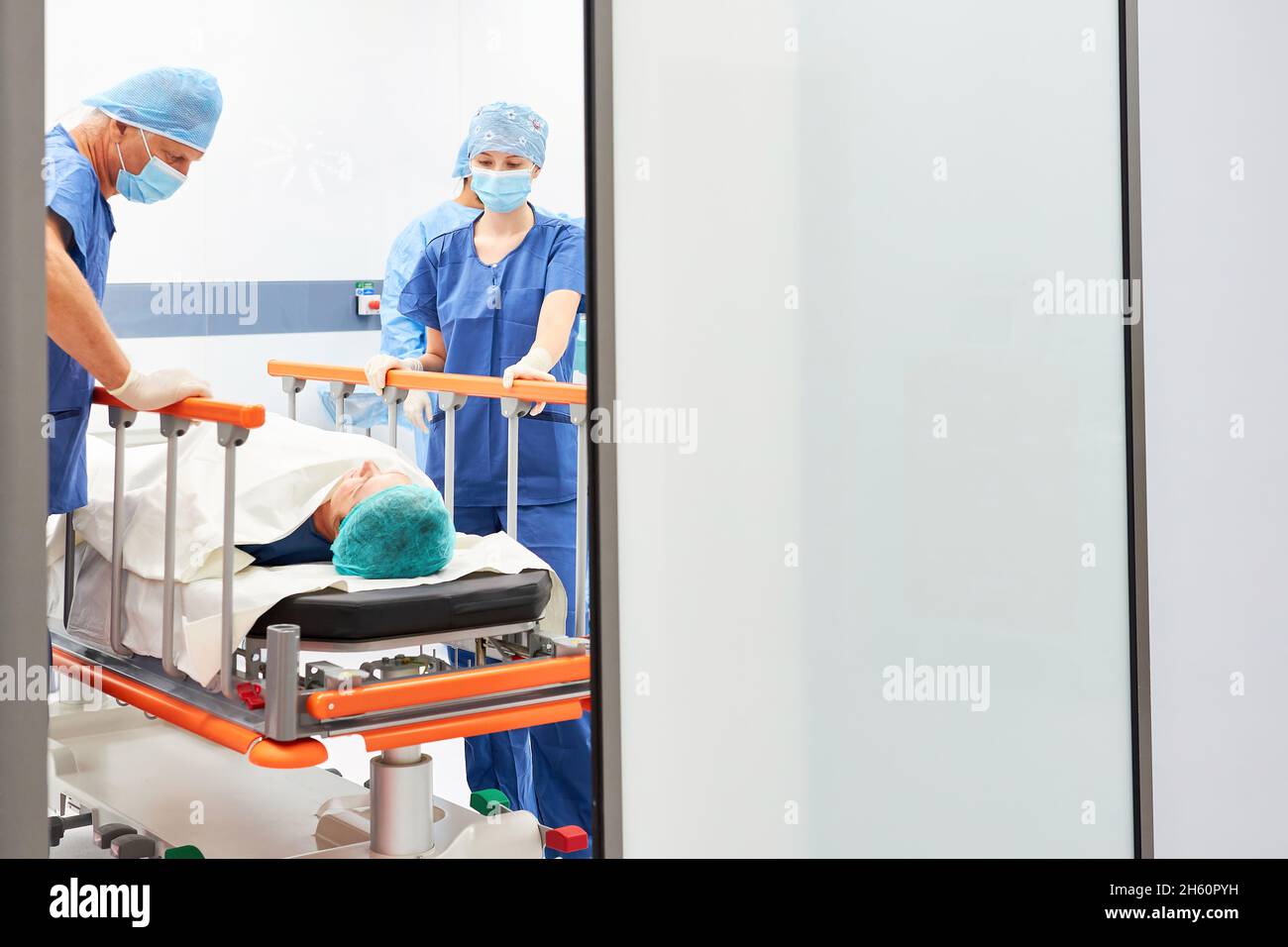 Surgeon and nurse take care of patient before surgery in hospital Stock ...