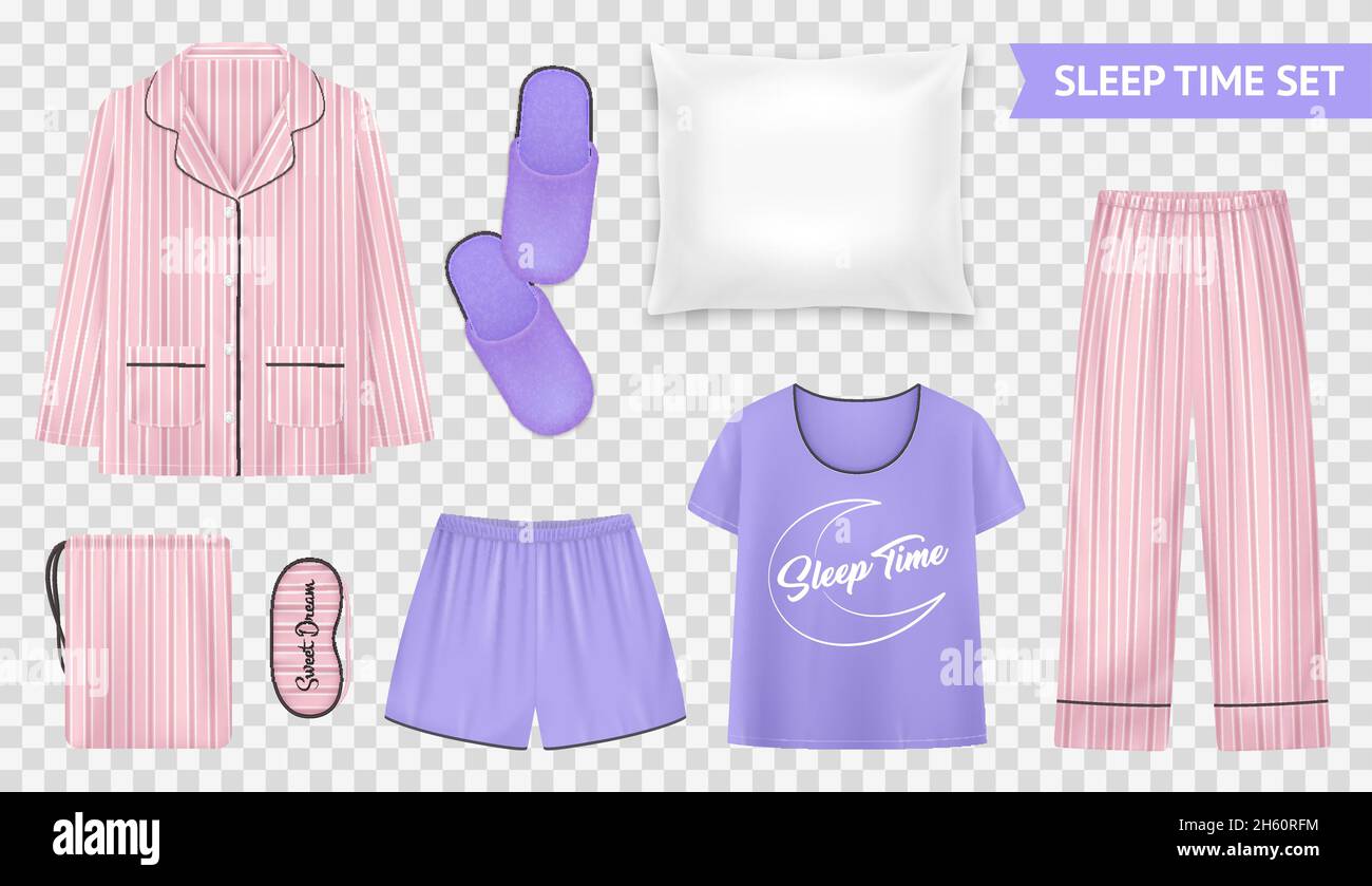 Sleep time transparent set with light and warm pajama styles and ...