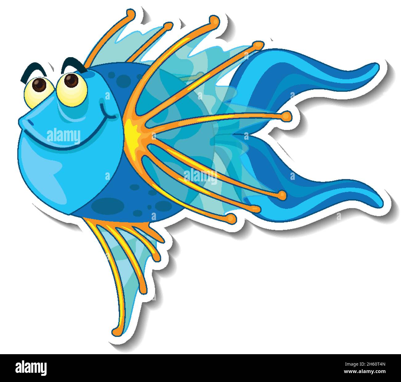 Cute fish sea animal cartoon sticker illustration Stock Vector Image ...