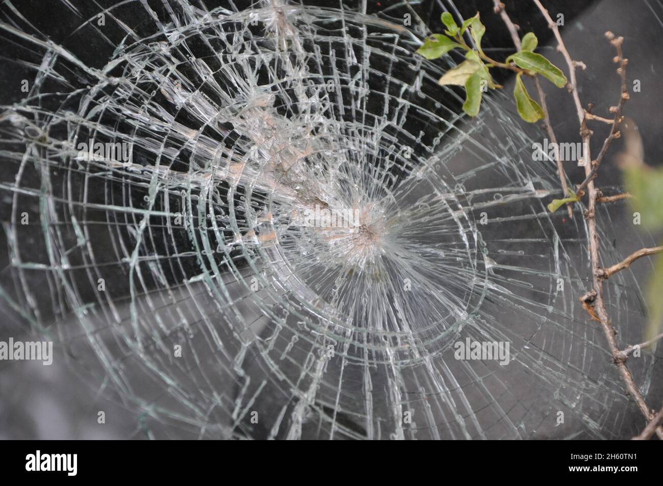 Abstract image of broken glass texture. Close-up broken car windshield ...