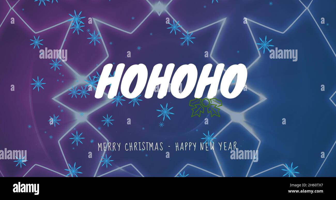 Image of hohoho text at christmas over snow falling Stock Photo - Alamy