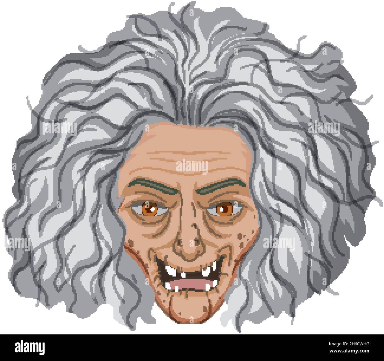 Wicked old witch face on white background illustration Stock Vector ...