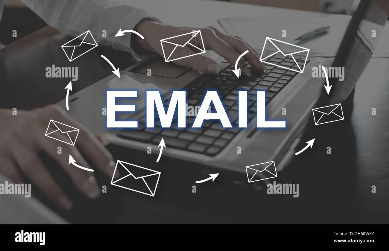 Email concept illustrated by a picture on background Stock Photo - Alamy