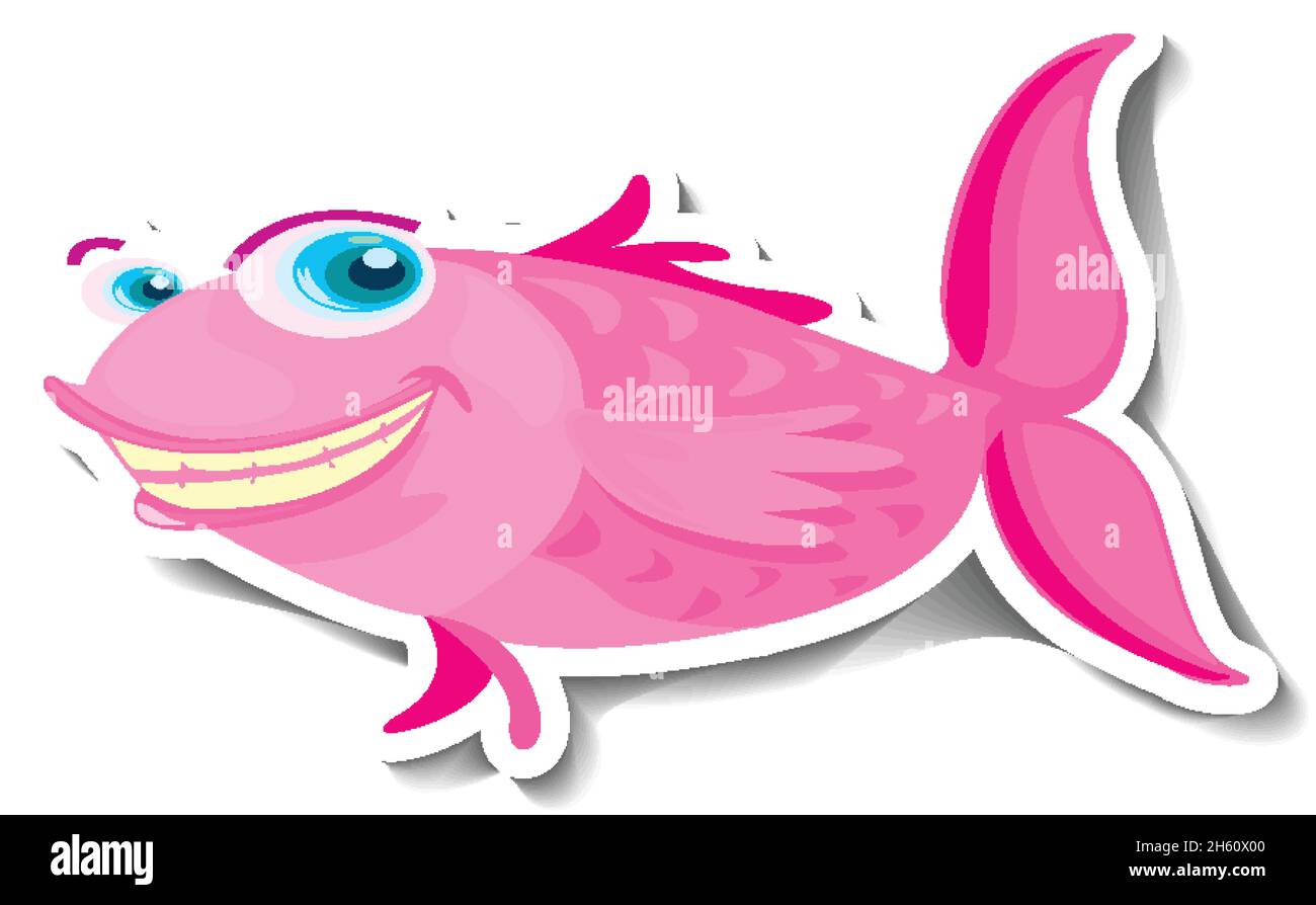 Cute fish sea animal cartoon sticker illustration Stock Vector Image ...