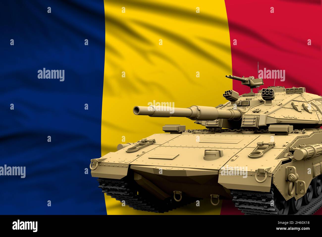 Chad modern tank with not real design on the flag background - tank ...