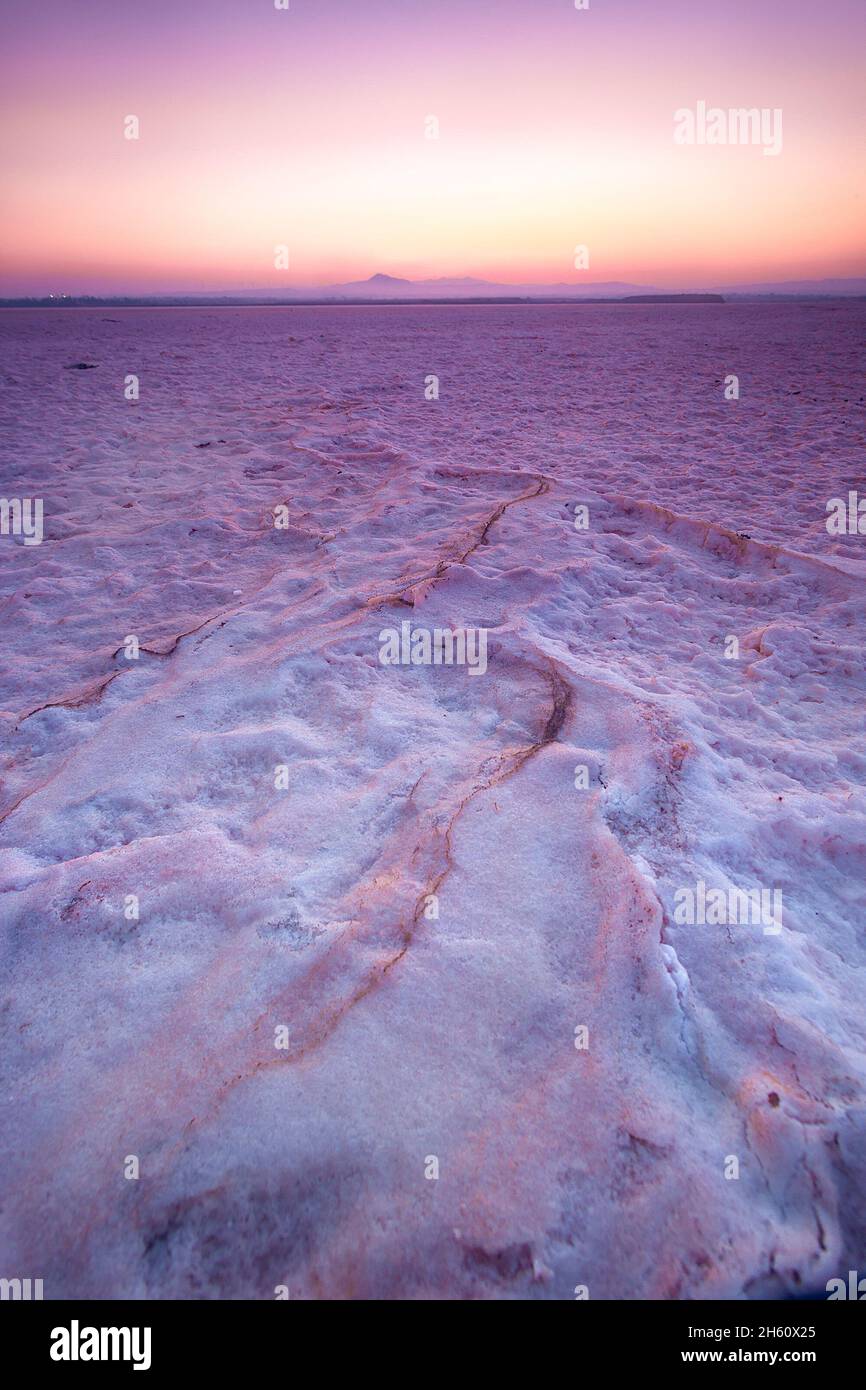 Vertical shot of the sunset at the salt lake in Larnaca, Cyprus Stock ...