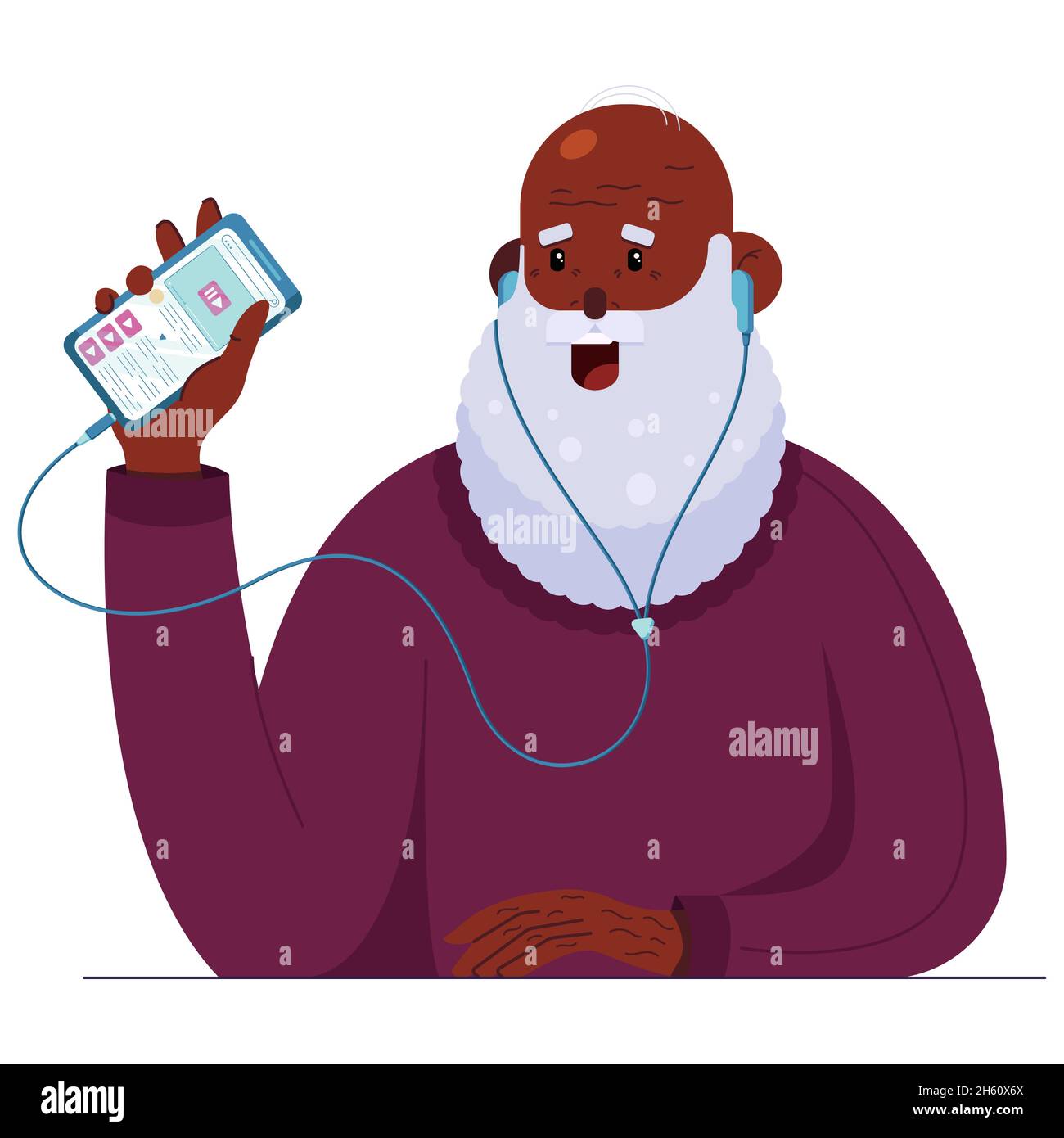 Happy man phone headphones Stock Vector Images - Alamy