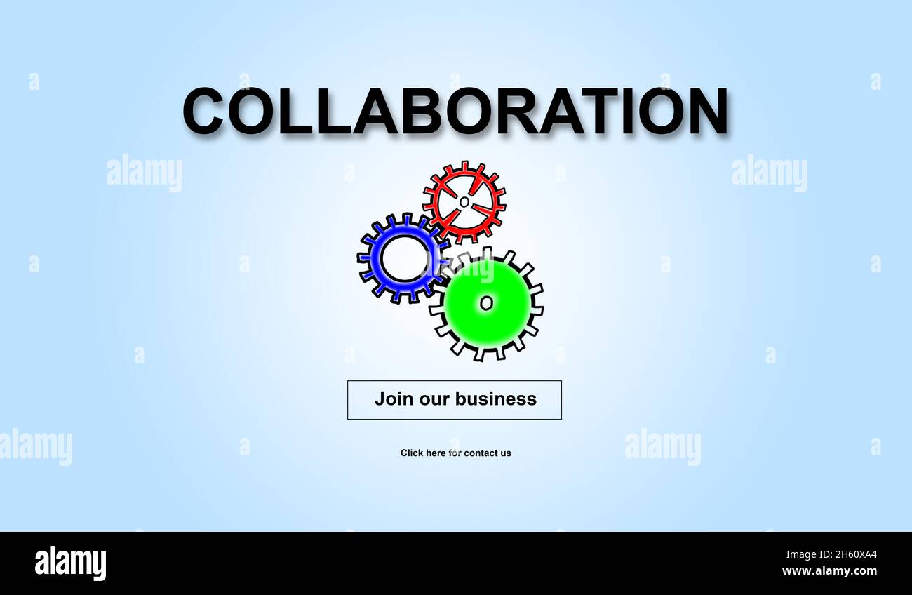 Collaboration concept with gears on light blue background Stock Photo ...