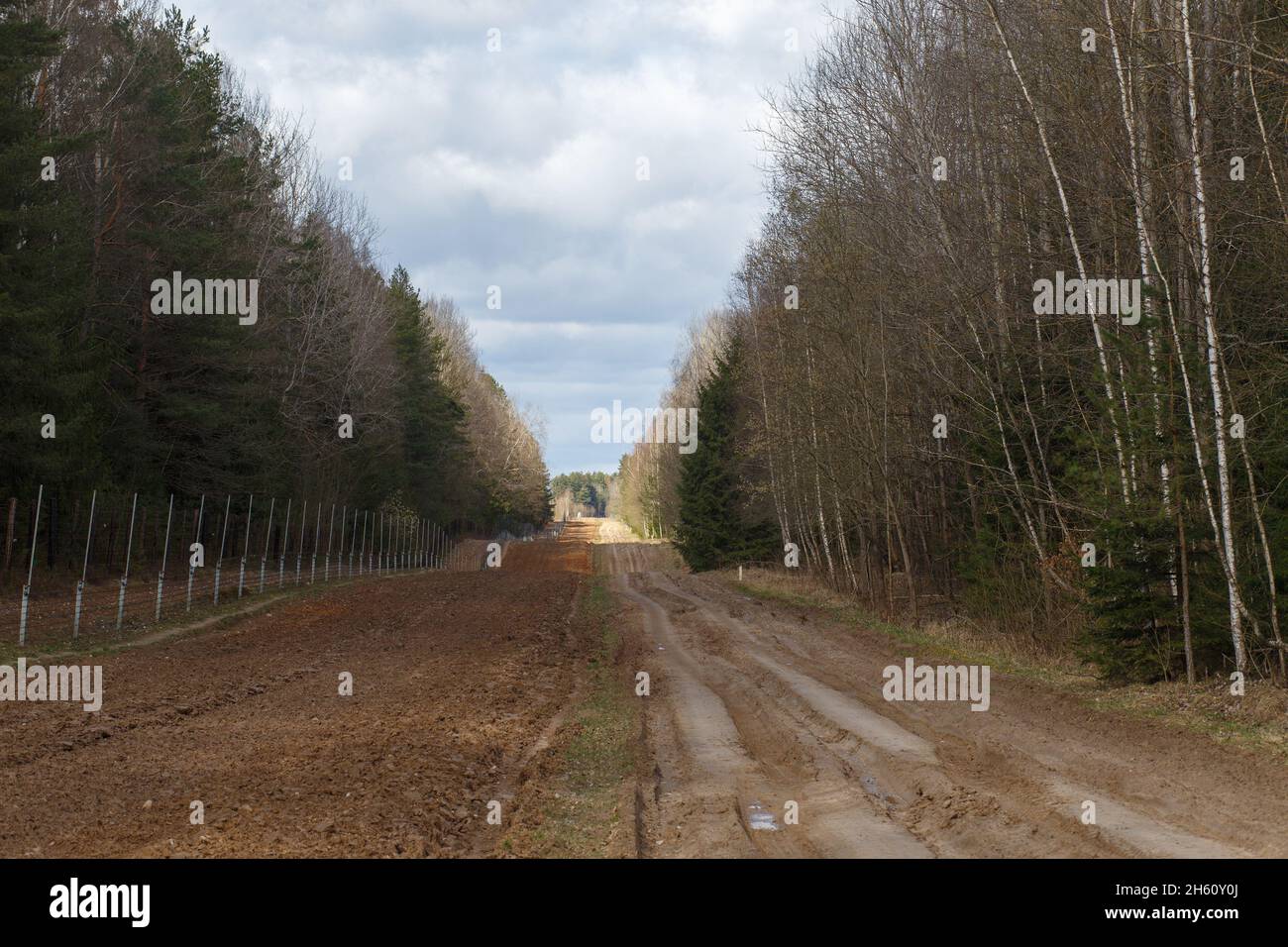 View of the section of the state border between the former members of ...