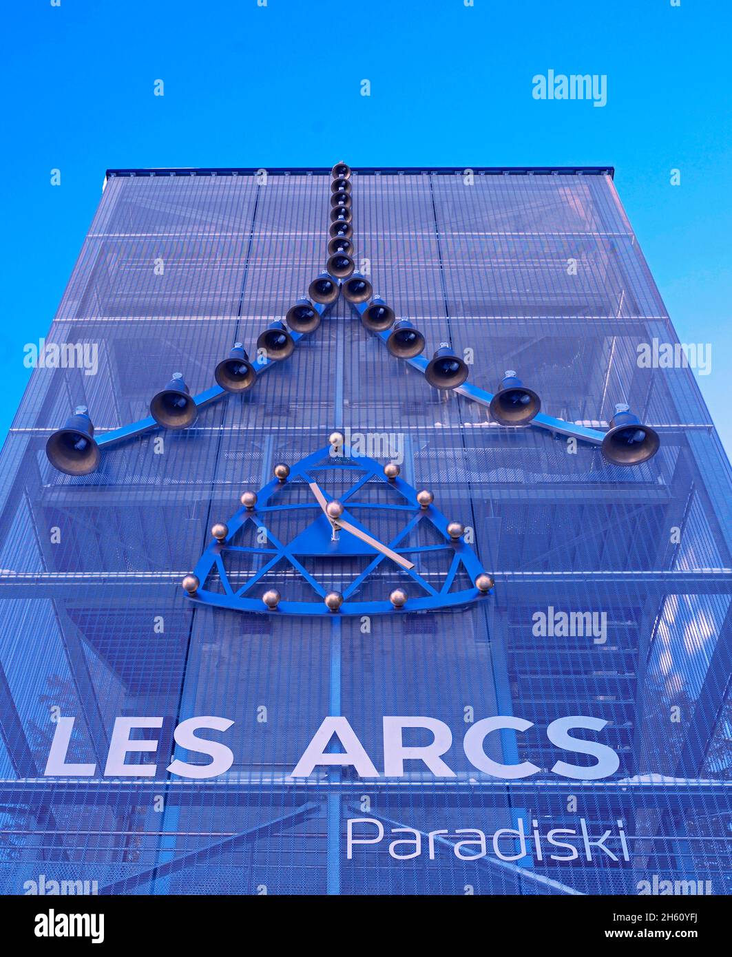 FRANCE, SAVOY (73) LES ARCS, O'CLOCK WITH TRADITIONNAL BELLS MADE IN ...