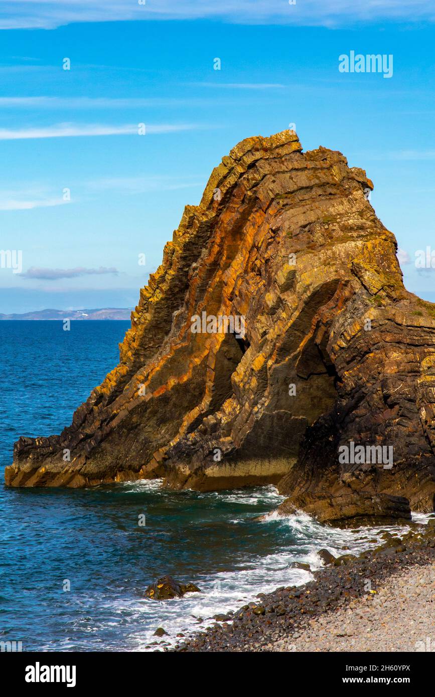 Blackchurch Rock on Mouth Mill beach in North Devon England UK a ...