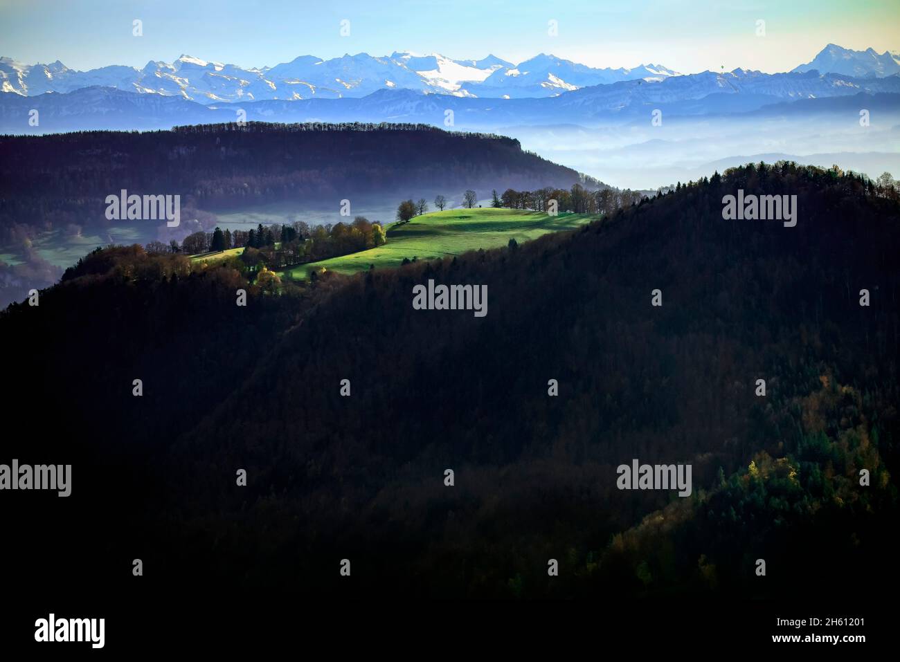Panoramic view from the mountains above the Regional Nature Park Thal ...