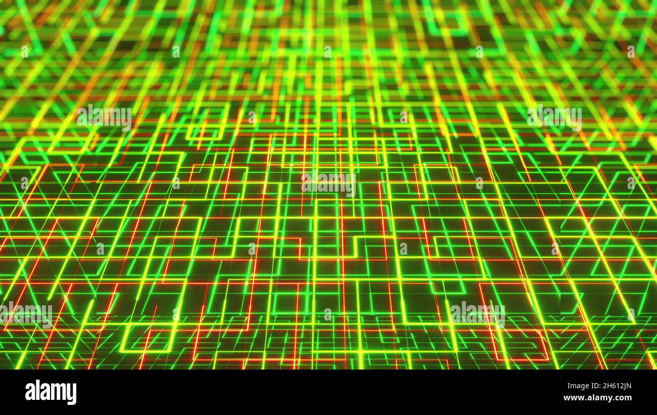 Geometric curved lines in 3d render of abstract web corridors ...