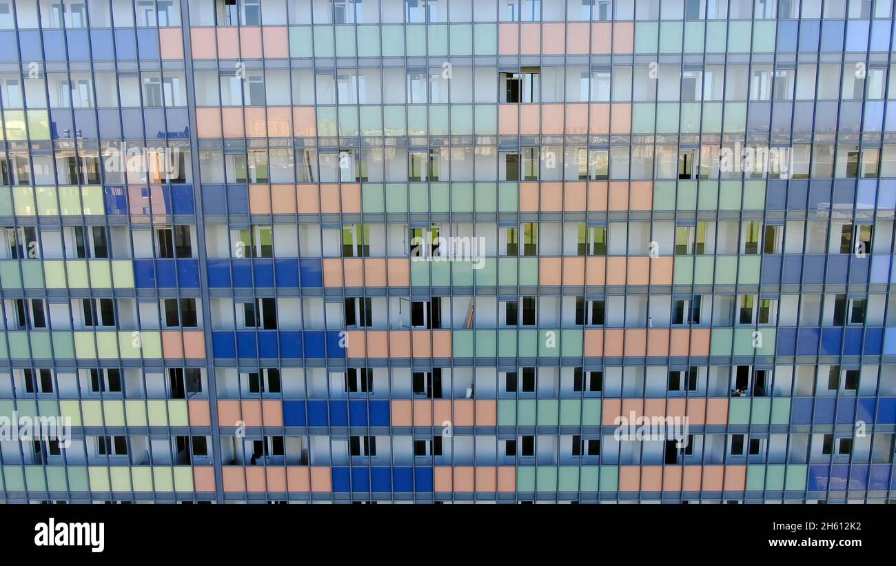 Top view of the Windows of a residential luxury home background. Motion ...
