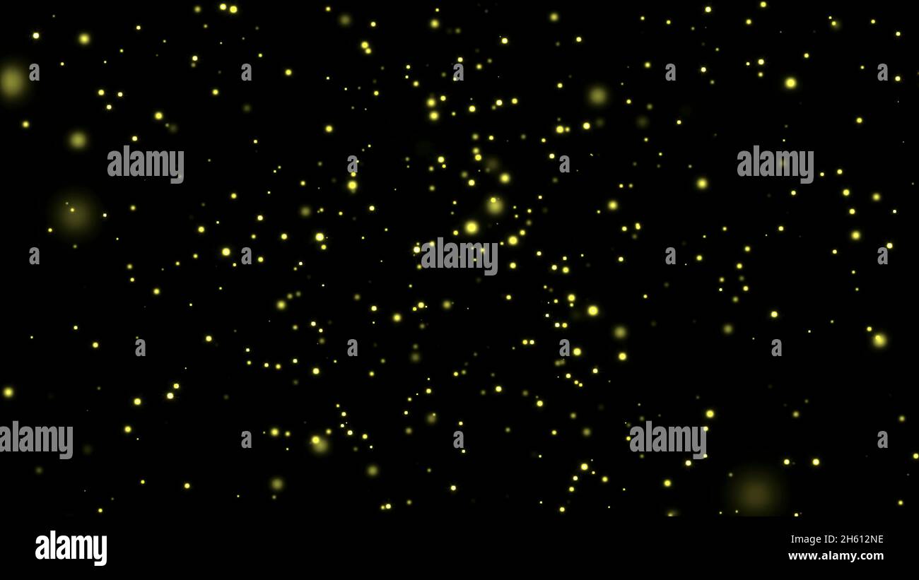 3D animation of luminous particles in black space. Animation. Beautiful ...