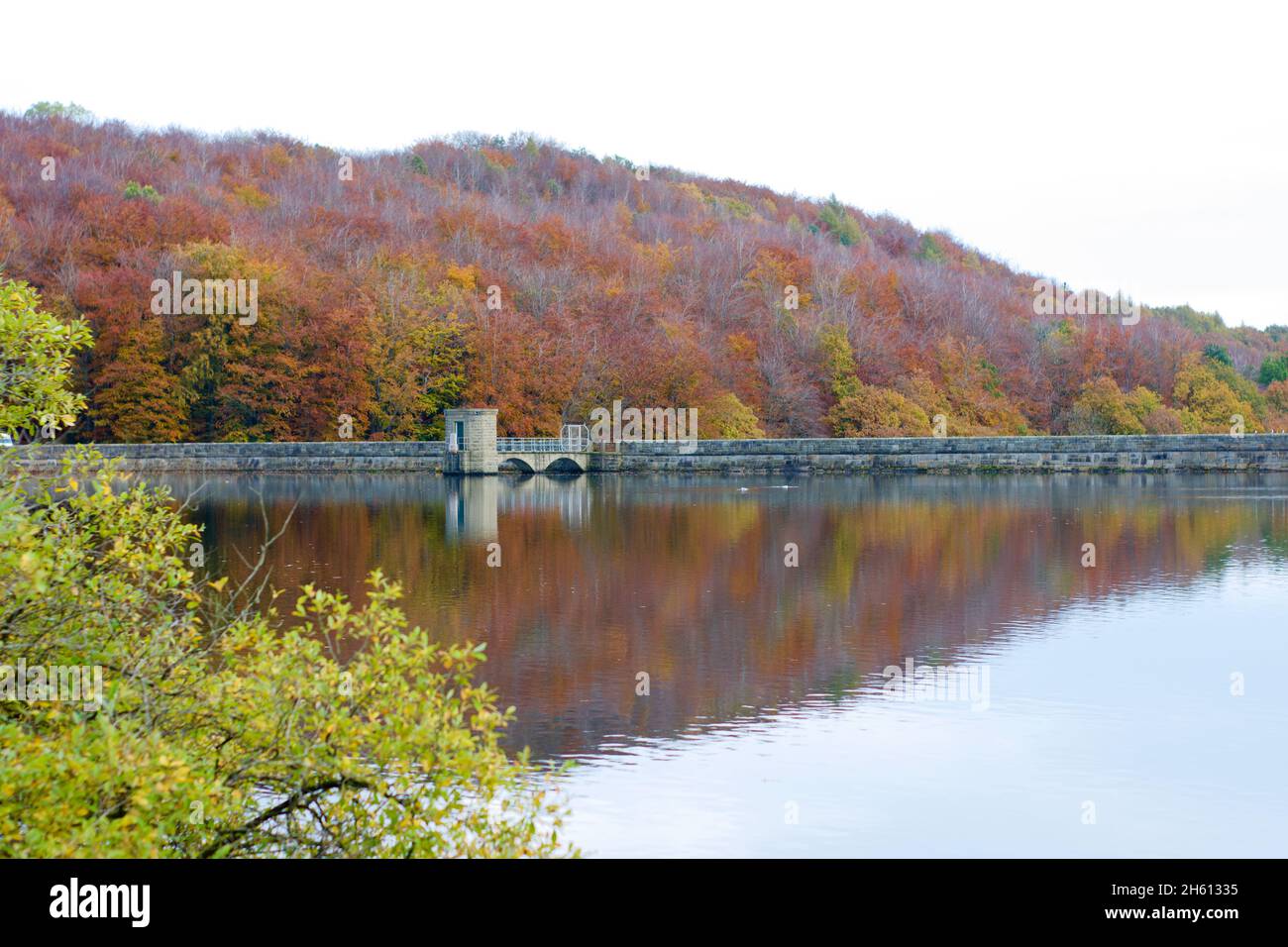 Walkway along Linacre Reservoir, Chesterfield, Derbyshire Stock Photo ...
