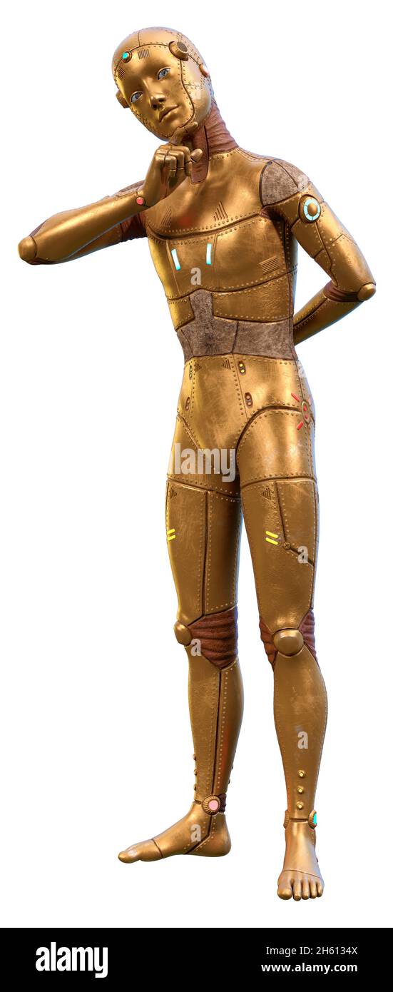 3D rendering of a male robot isolated on white background Stock Photo ...