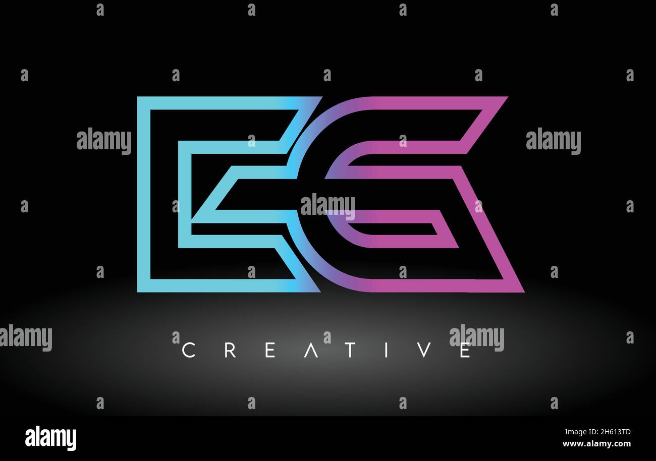 EG Neon Purple Blue Letters Logo Design. EG Outline Letter Icon Vector ...