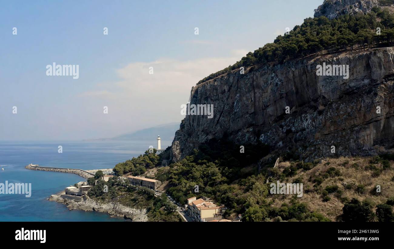 Beautiful city on top of a mountain in province. Action. View of the ...