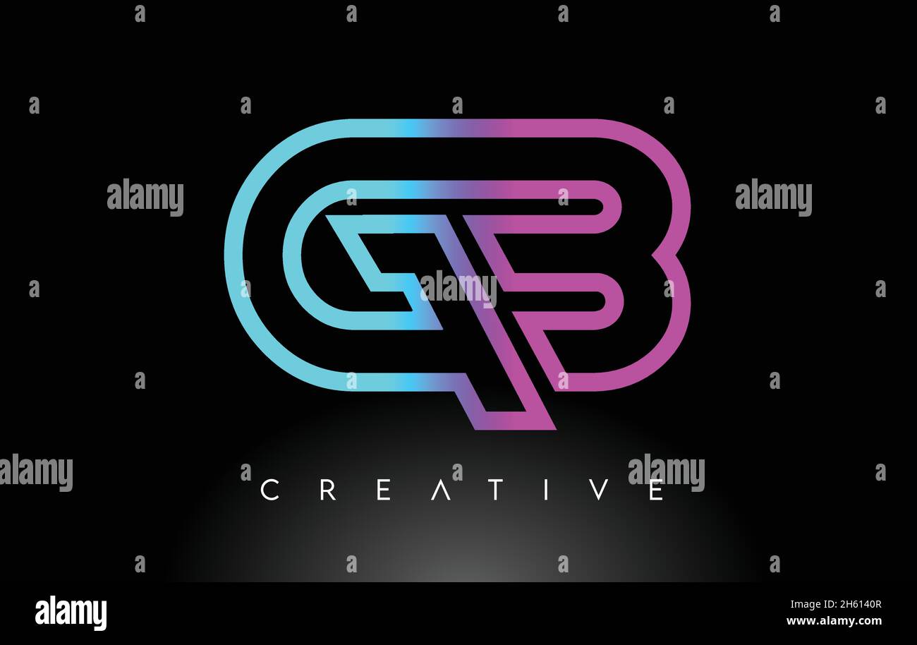 GB Neon Purple Blue Letters Logo Design. GB Outline Letter Icon Vector ...