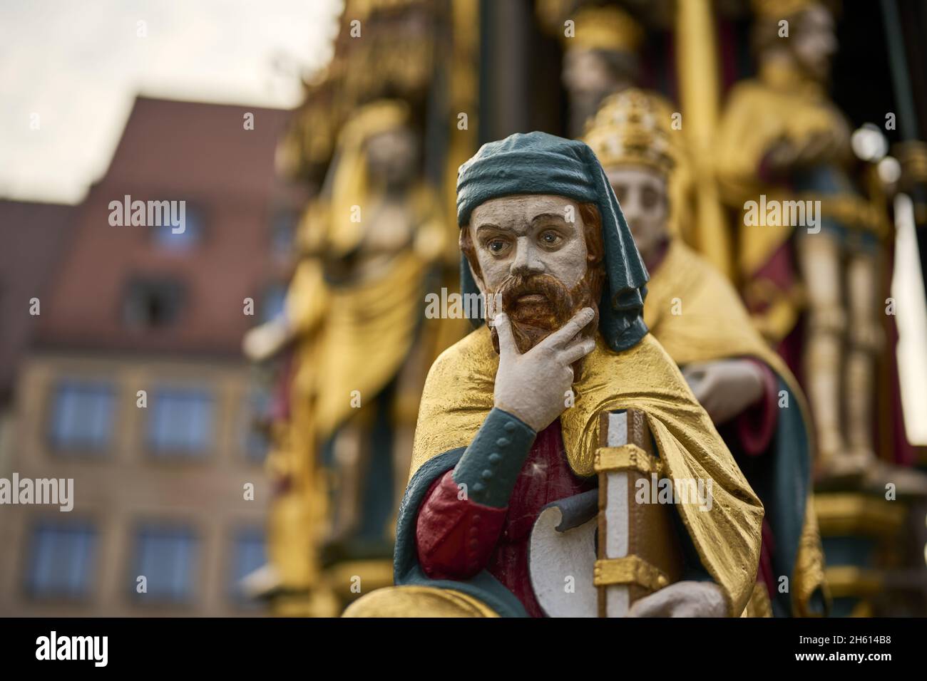 Selective focus of saint sculptures in Nuremberg, Germany Stock Photo ...