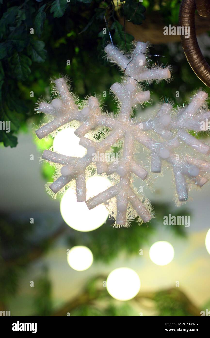 big white snowflake decoration for the Christmas Stock Photo - Alamy