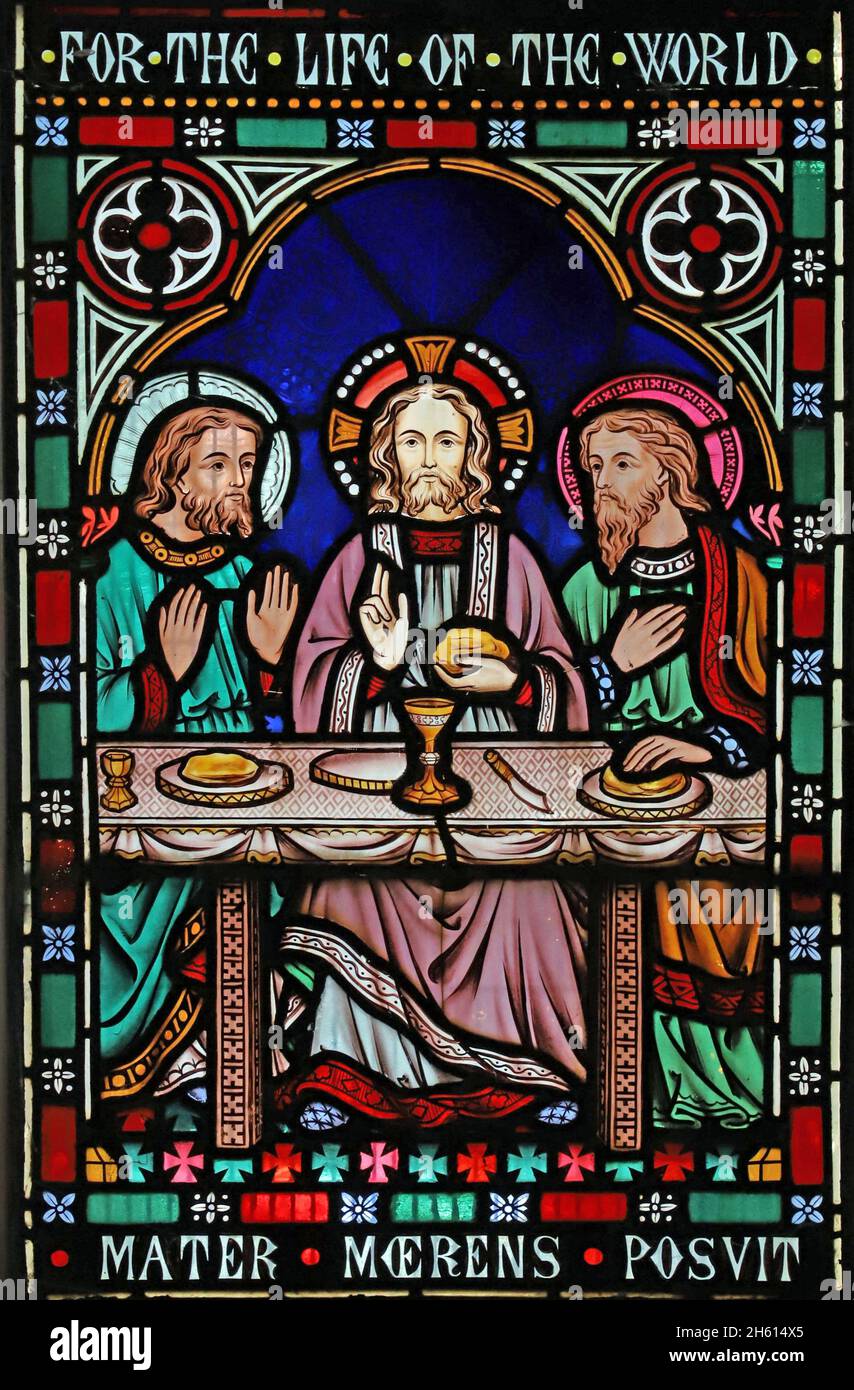 A stained glass window by Frederick Preedy depicting Supper at Emmaus ...