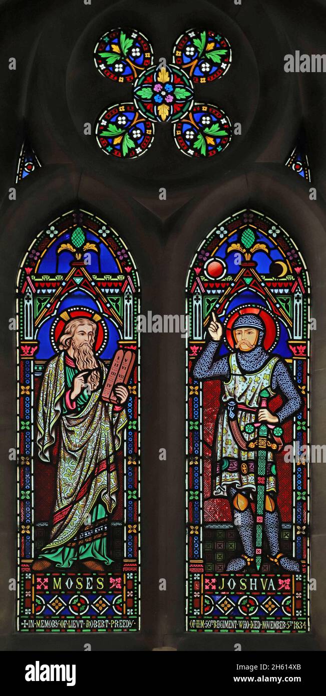 A stained glass window depicting Moses and Joshua, Church Of St Mary ...