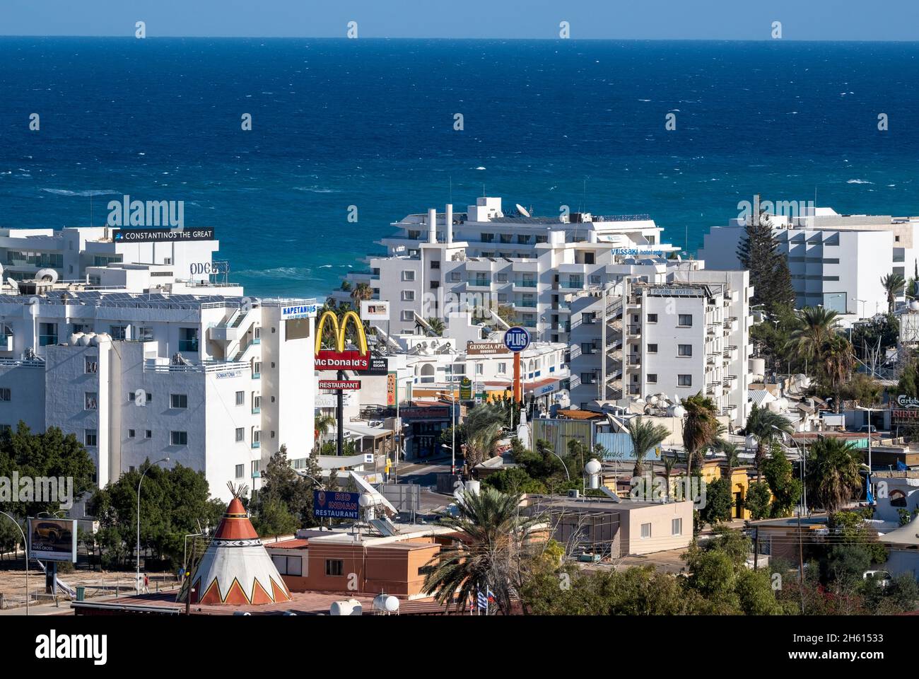 CyprusTourist area of Protaras town centre, Paralimni district, Cyprus ...