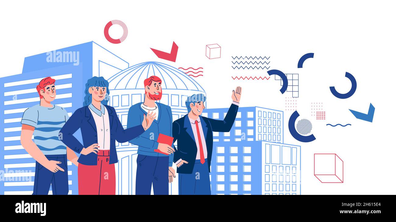 Team of business people in modern city. Successful company business ...