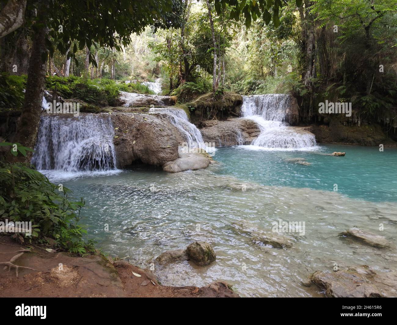 Scenic Kuang Si Waterfall (Kuang Xi Falls) in Laos Stock Photo - Alamy