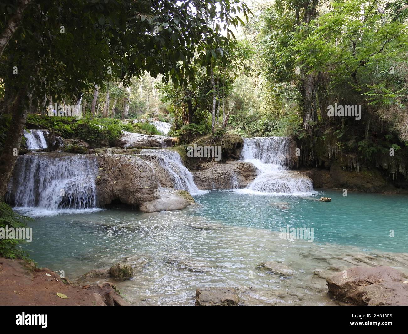 Scenic Kuang Si Waterfall (Kuang Xi Falls) in Laos Stock Photo - Alamy