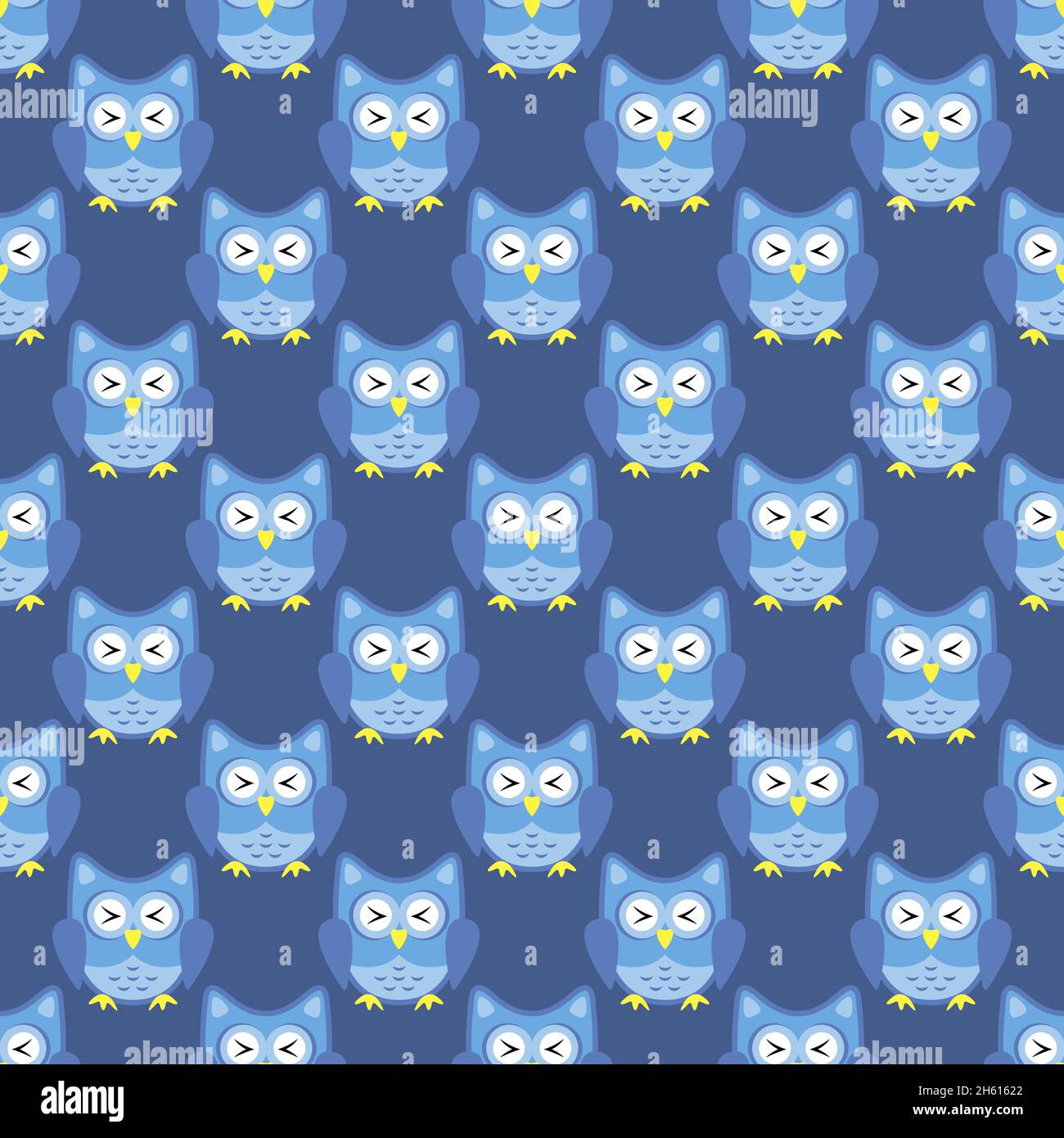 Owl stylized art seemless pattern blue colors Stock Vector Image & Art ...
