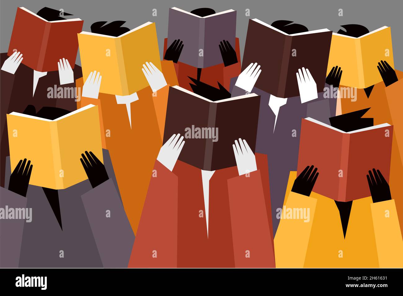 A group of people reading books together Stock Vector Image & Art - Alamy