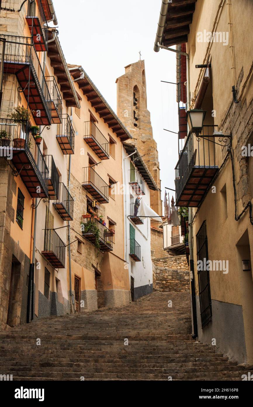Stone staircase through the buildings in Tortosa, Spain Stock Photo - Alamy