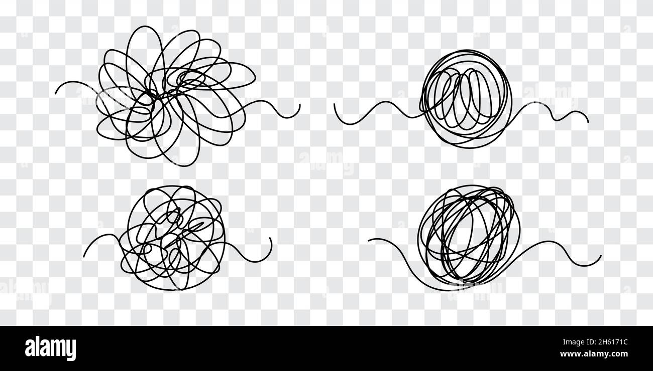 Tangle tangled thread Doodle illustration of chaotic thread in a circle ...