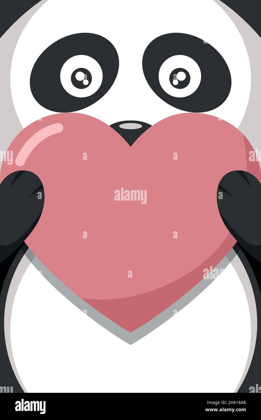 Beautiful dedication card for Valentine of panda with a heart Stock ...