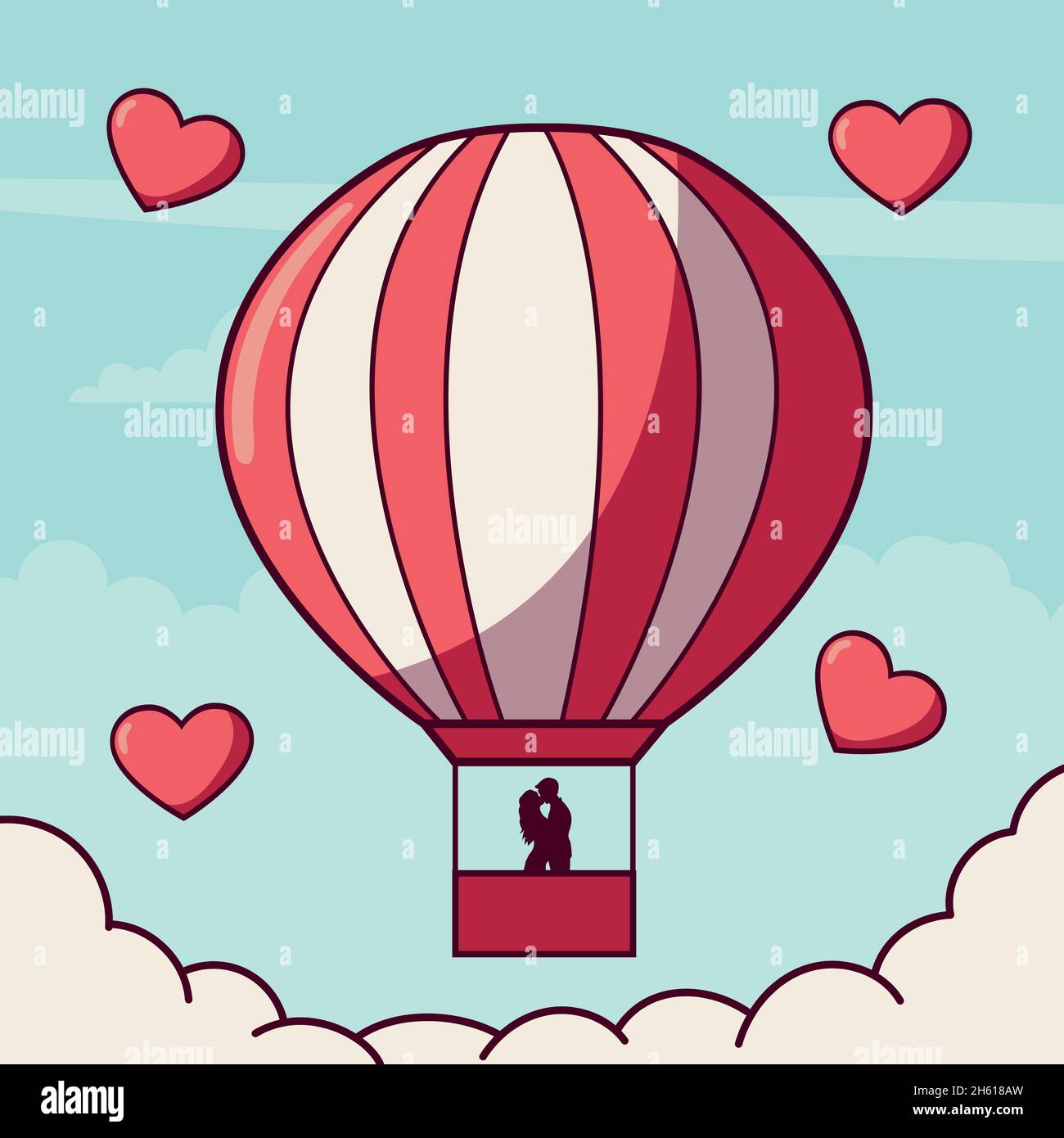 Hot air balloon shape heart Stock Vector Images - Alamy
